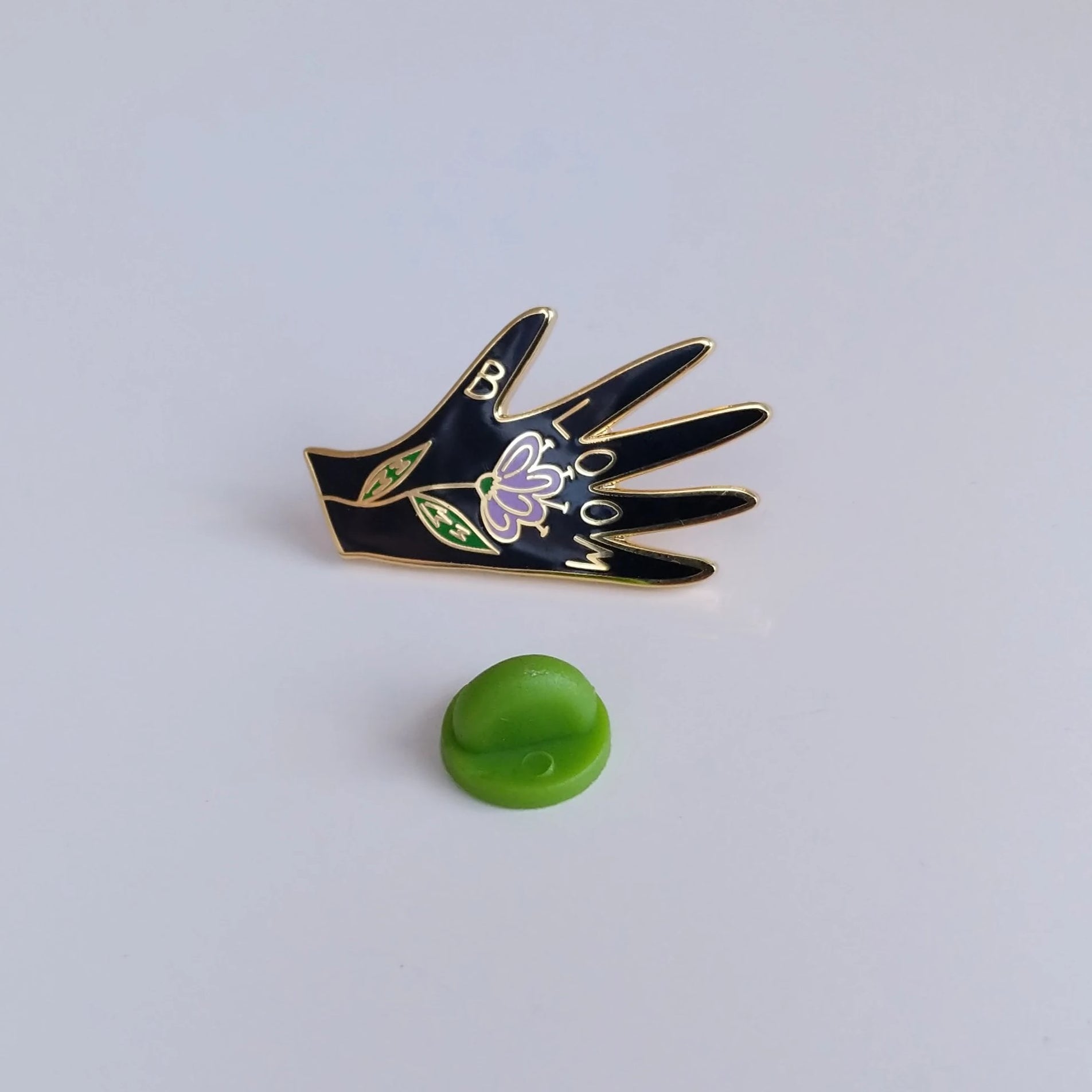 Bloom Hand Enamel Pin – Shiny Apple Studio